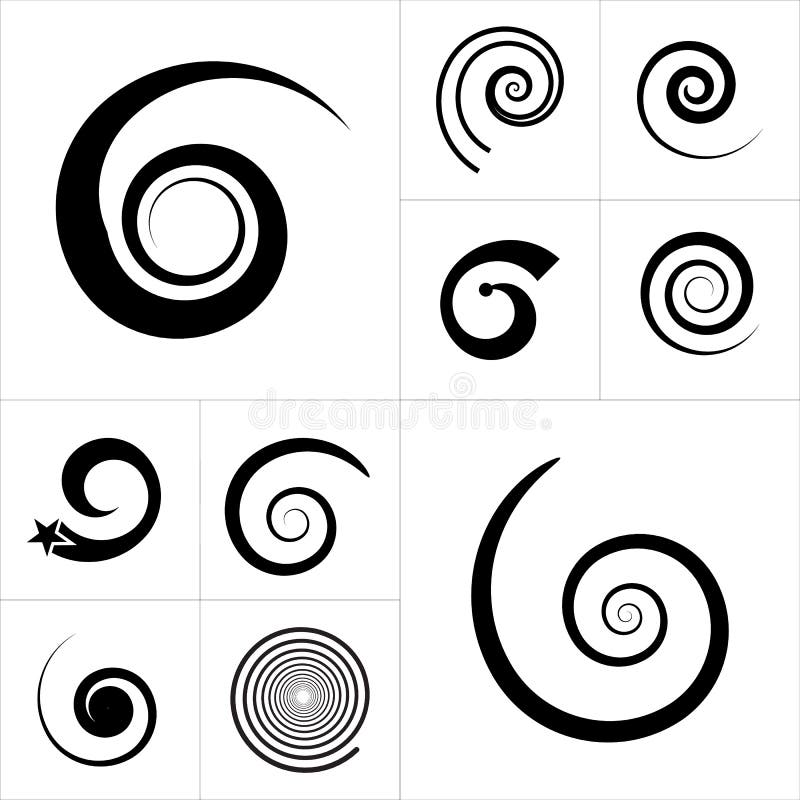 Colección De Elementos Espirales Abstractos Del Vector Ilustración del ...