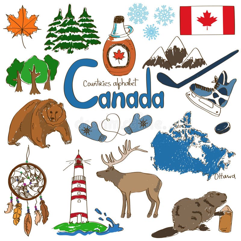 Colección De Iconos De Canadá Ilustración del Vector - Ilustración de ...