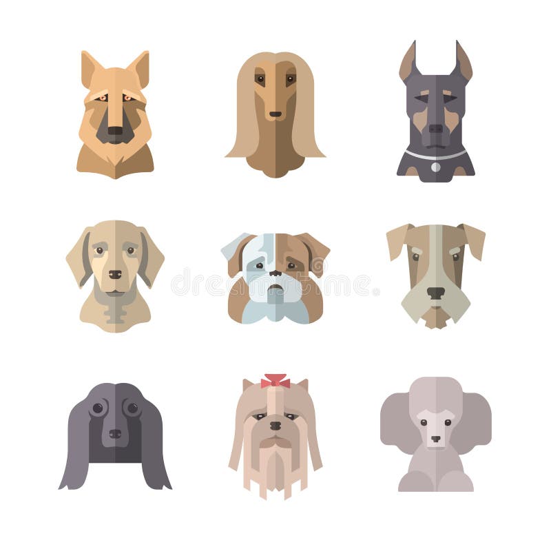 Colección De Iconos Del Perro En Estilo Plano Ilustración del Vector ...