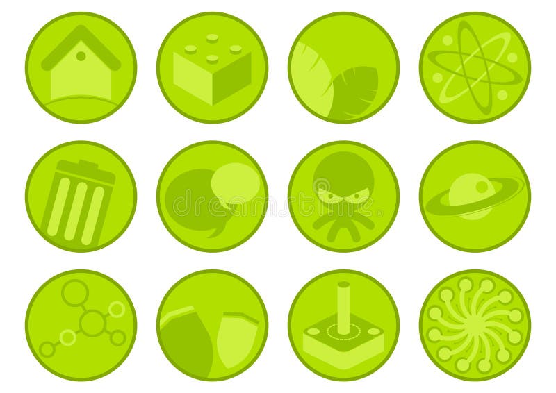 Conjunto de iconos verdes ilustración del vector. Ilustración de ...