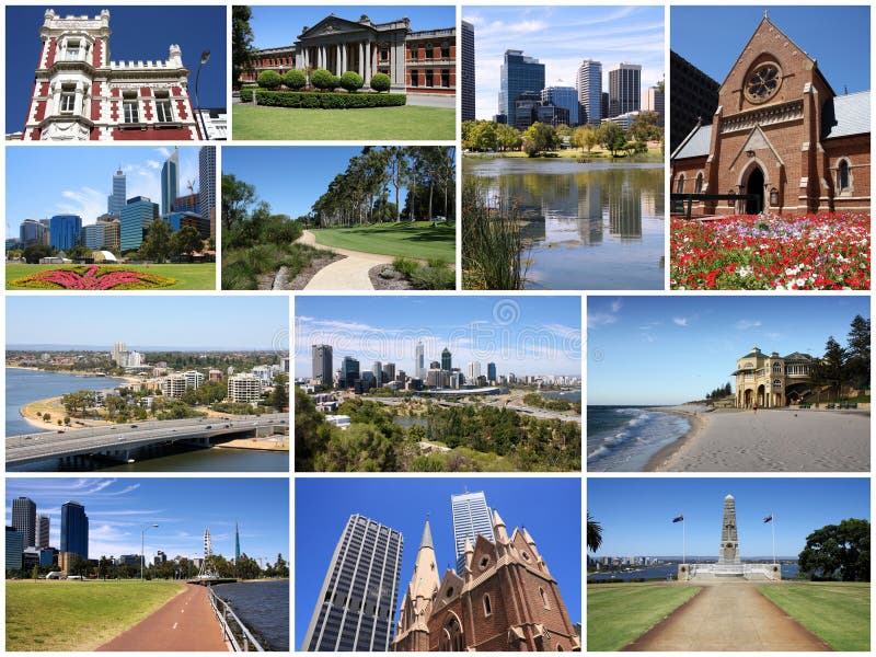 Collage de Perth foto de archivo. Imagen de australia - 76896608