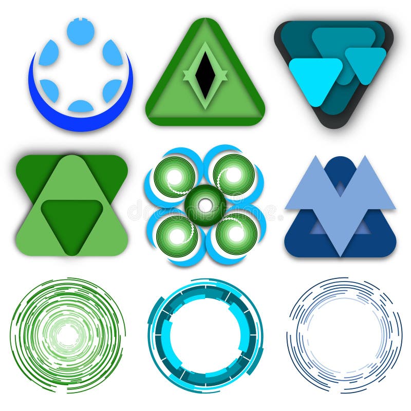 Logo Collection De Los Diseños Azules Y Verdes De La Forma Del Círculo ...