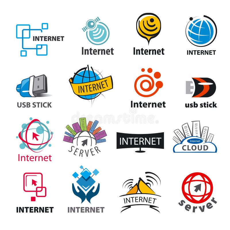 Colección De Logotipos Del Vector De Internet Y De La Red Ilustración ...