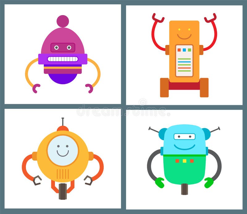 Colección De Los Robots De Tipos Ejemplo Del Vector Ilustración del ...