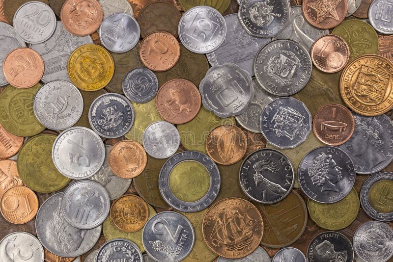 Colección De Monedas Del Mundo Imagen de archivo - Imagen de pene ...