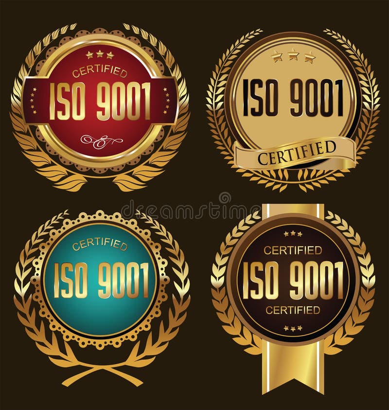 Colección De Oro Certificada De La Insignia Del ISO 9001 Stock de ...