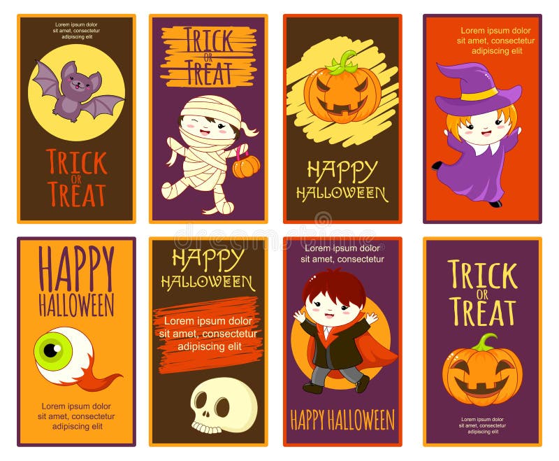 Colección De Tarjetas De Halloween Del Vector Ilustración del Vector ...