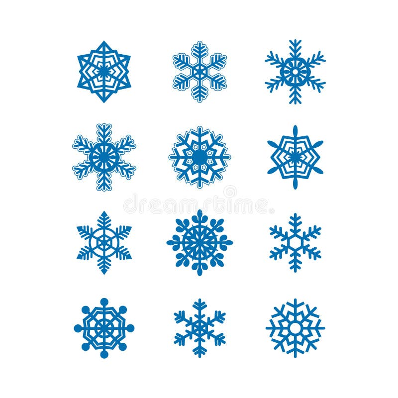 Colección Del Icono De Los Copos De Nieve. Vector Ilustración del ...