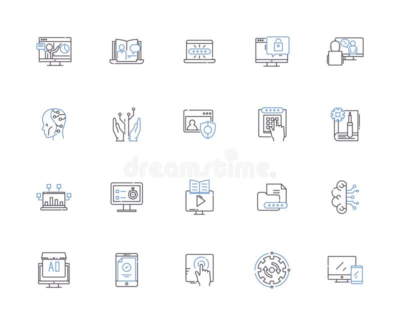 Colección De Iconos De Esquema De Software. Programa De Software Programación De Aplicaciones ...