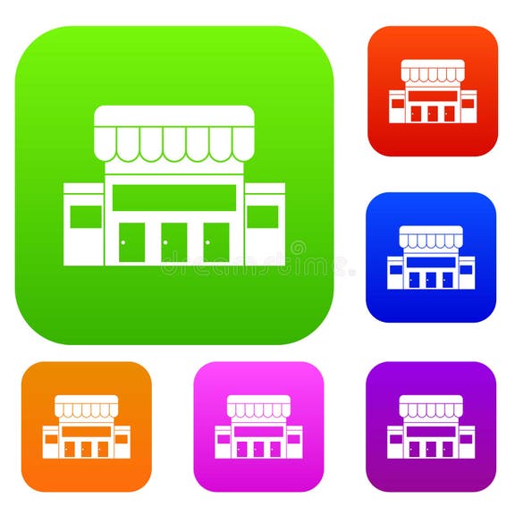 Colección Determinada Del Edificio Del Supermercado Ilustración del Vector - Ilustración de ...