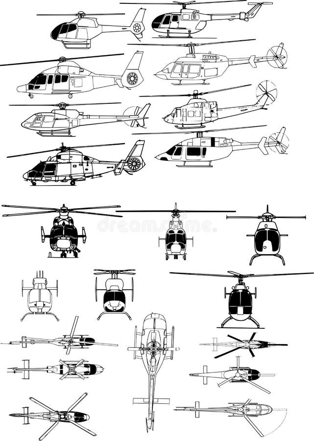 Bell UH-1N Iroquois. Twin Huey. Model 212. Vector Drawing of Utility ...