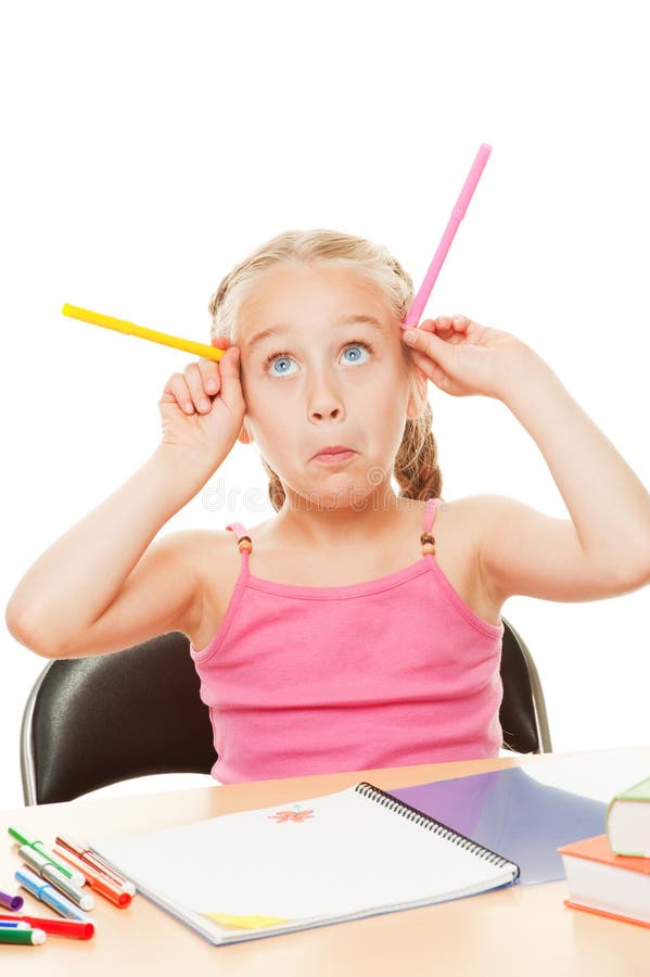 Colegiala Divertida En El Uniforme Que Aumenta La Mano Imagen de ...