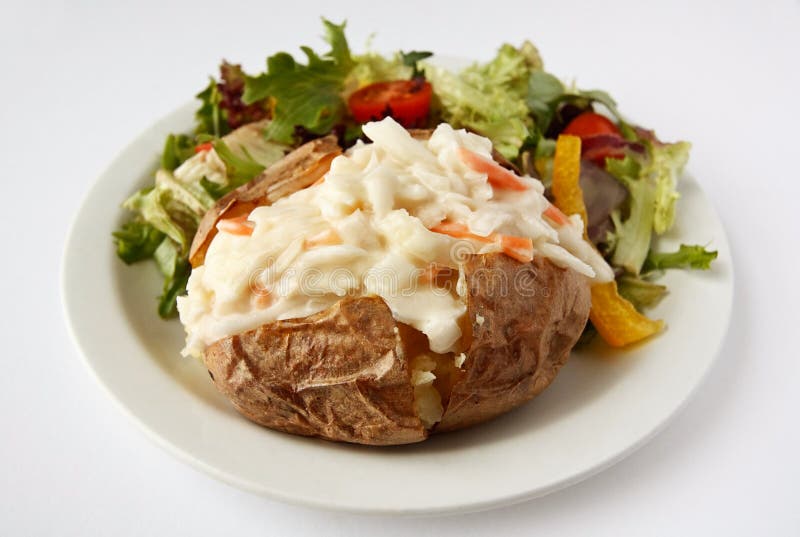 Coleslaw Jacket Potato with Side Salad Stock Image - Image of lettuce ...