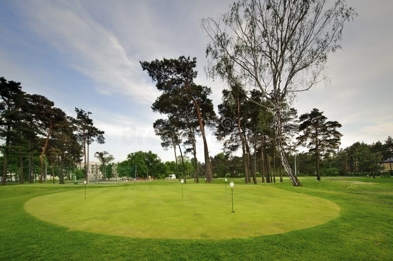 Colf course on coutryside stock image. Image of landscape - 19662623