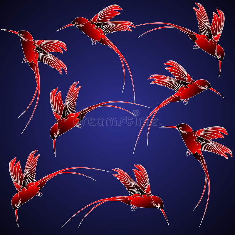 Colibrí en estilo chino ilustración del vector. Ilustración de ...