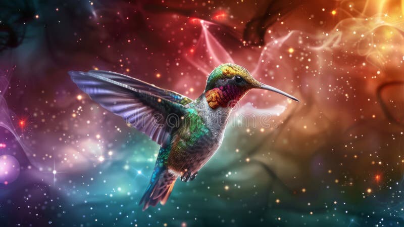 Hummingbird in flight. stock illustration. Illustration of natural ...