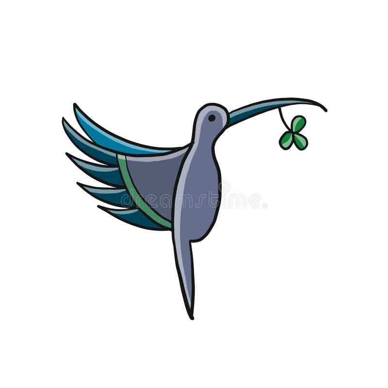 Colibri Bird Isolated on White. Sketch for Your Design Stock Vector ...