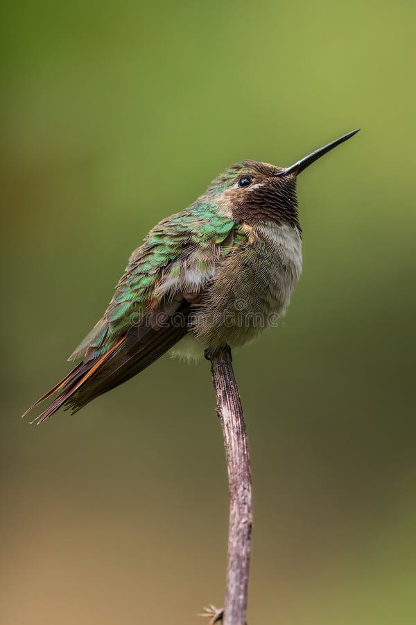 Vertical Closeup of a Hummingbird Perched on a Tree Branch Stock Image ...