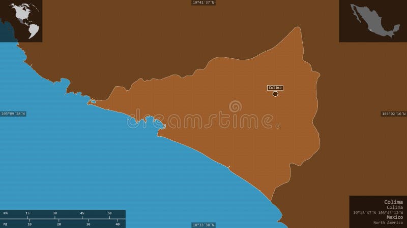 Colima Outline Map Mexico State Stock Vector - Illustration of graphics ...