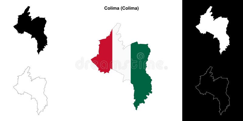 Colima outline map stock vector. Illustration of detailed - 375810314