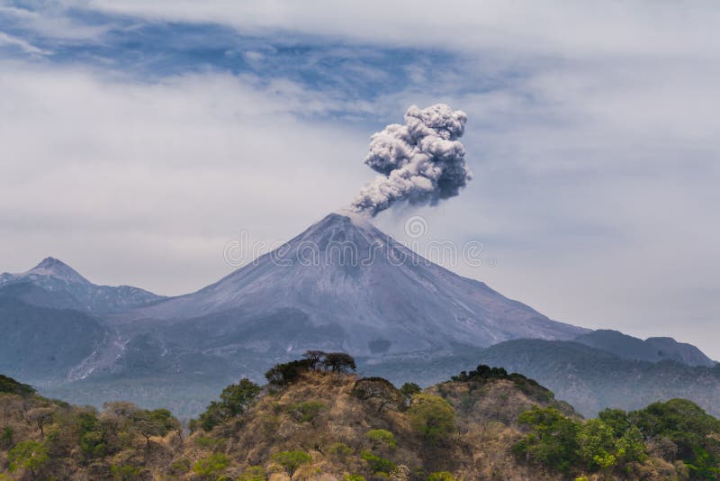 The Volcano Of Colima Is A Mountain Of Great Height. Stock Photo ...