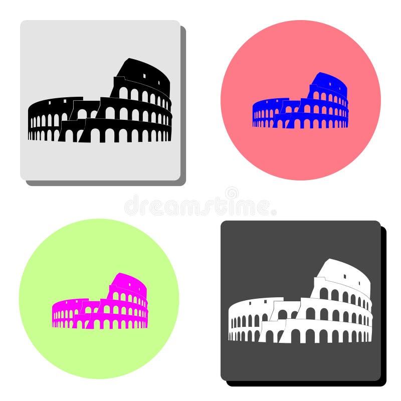 Coliseo En Roma Icono Plano Del Vector Stock de ilustración ...