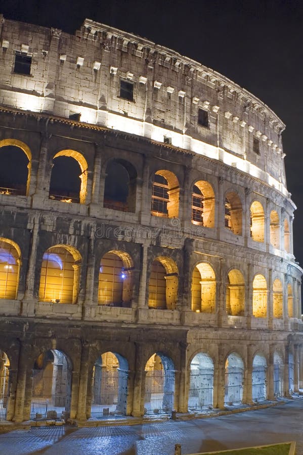 Coliseum at night stock image. Image of attraction, historical - 2340261