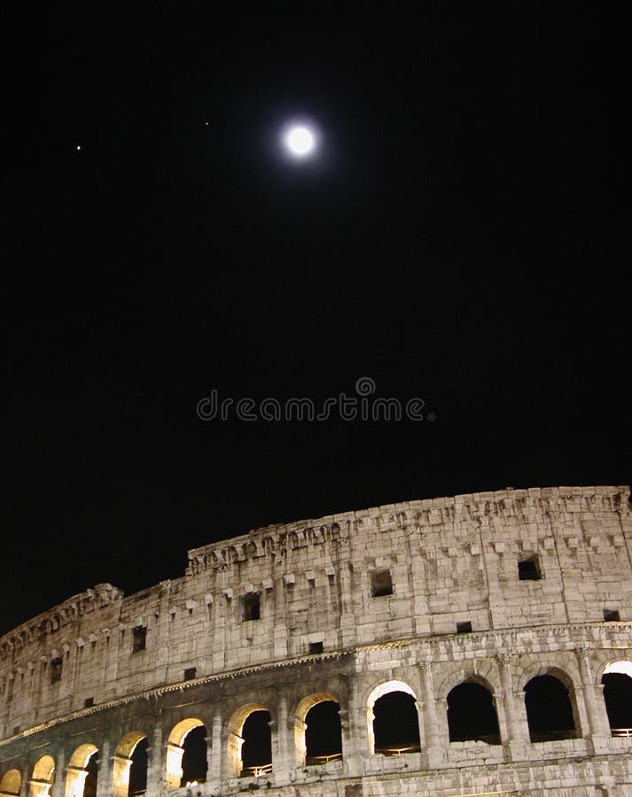 Coliseum at night stock image. Image of resort, ancient, moon - 4483