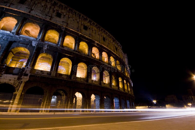 Coliseum at night stock photo. Image of roman, italy, empire - 3598096