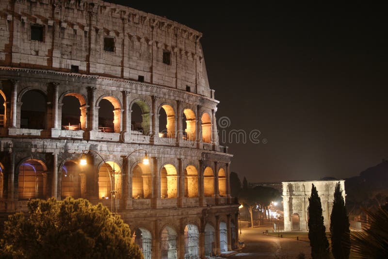 Coliseum Night (Colosseo - Rome - Italy) Stock Photo - Image of ...