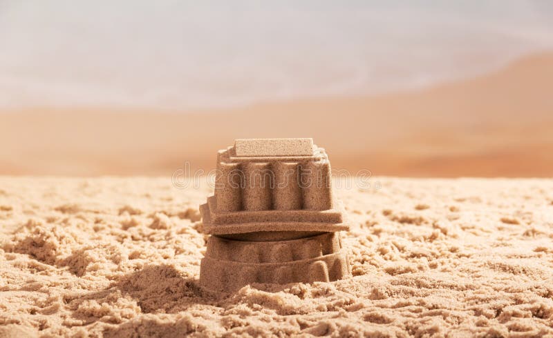 The Coliseum and Tower of Sand on Background of Beach. Stock Image ...