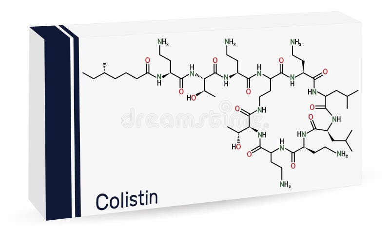 Colistin Antibiotic Drug Molecule. Skeletal Formula. Stock Illustration ...