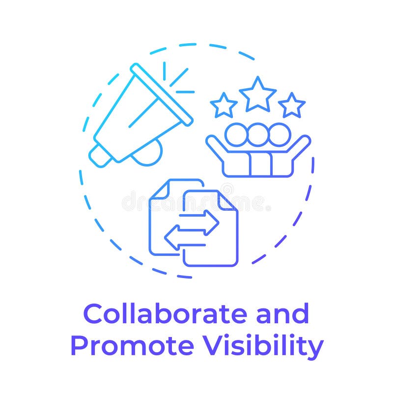Collaborate and Promote Visibility Blue Gradient Concept Icon Stock ...