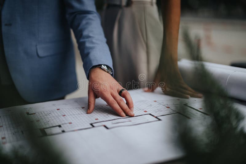 Collaborating Architects Discussing Blueprint on Construction Site ...