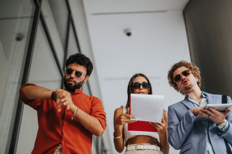 Collaborating Architects Discussing Blueprint on Tablet for ...