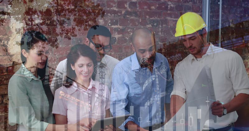 Collaborating on Architectural Project, Diverse Team Reviewing ...