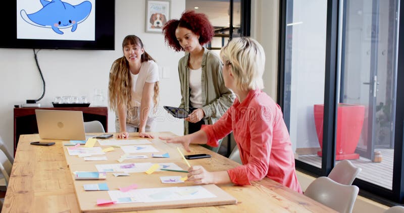 Collaborating on Creative Writing Project, Three Women Discussing Ideas ...