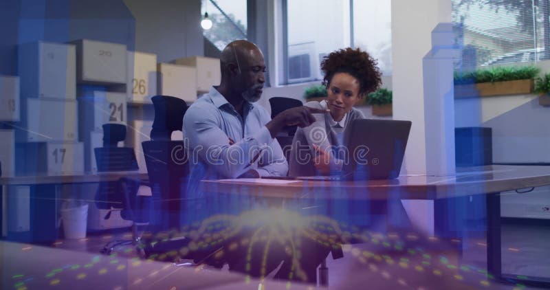 Collaborating at Desk, Business Professionals Using Animation for ...