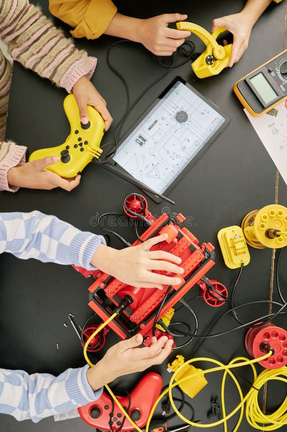 Collaborating on Educational Tech Project Using Gadgets and Tools Stock ...