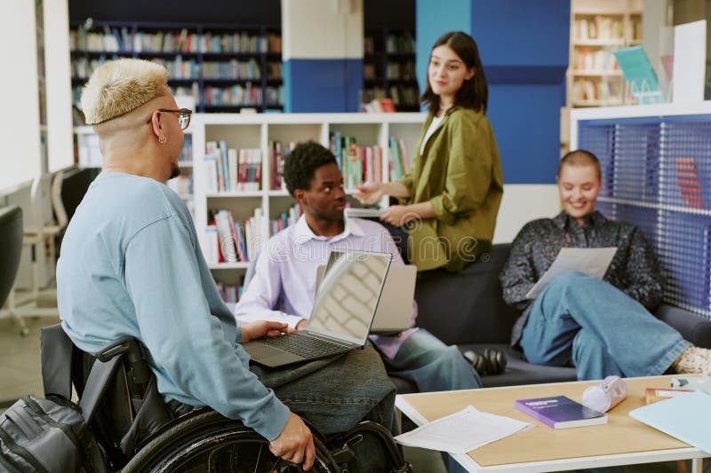 Collaborating in Group Study at University Library Stock Image - Image ...