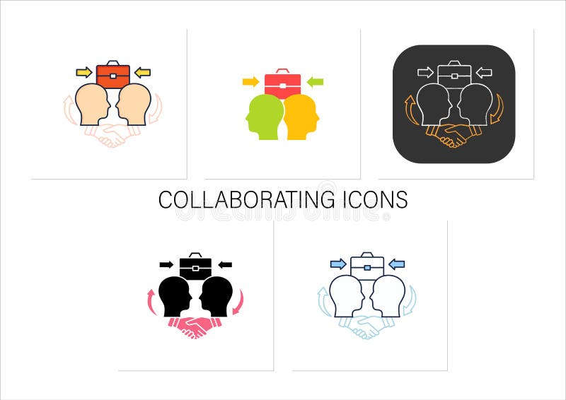 Collaborating icons set stock vector. Illustration of leader - 235241235