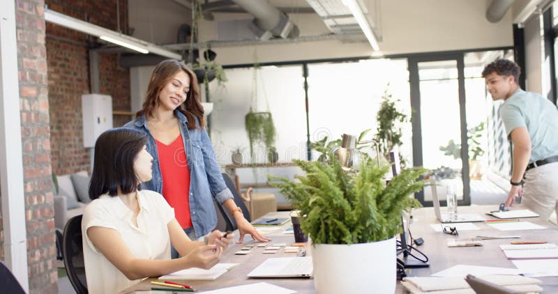 Collaborating on Interior Design Project, Multiracial Colleagues ...