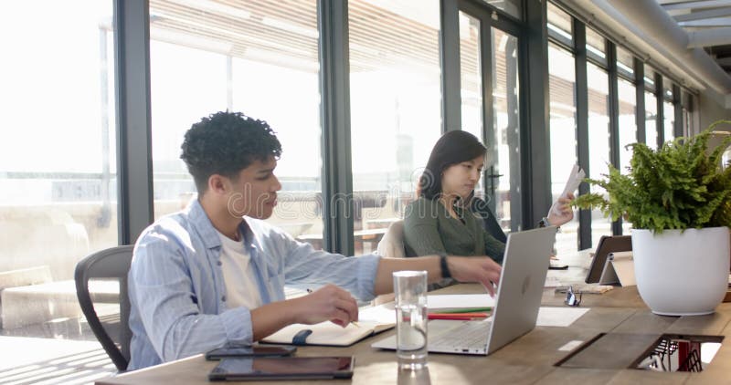 Collaborating on Interior Design Project, Multiracial Colleagues ...