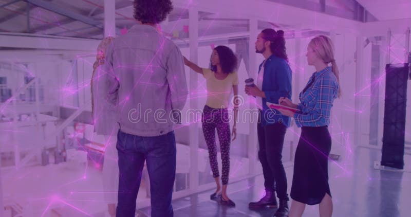 Collaborating in Modern Office, Team Working with Purple Network ...