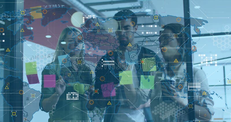 Collaborating in Office, Diverse Team Using Animation with Digital ...