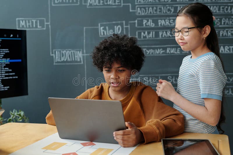 Collaborating School Project Laptop Notes Stock Photos - Free & Royalty ...