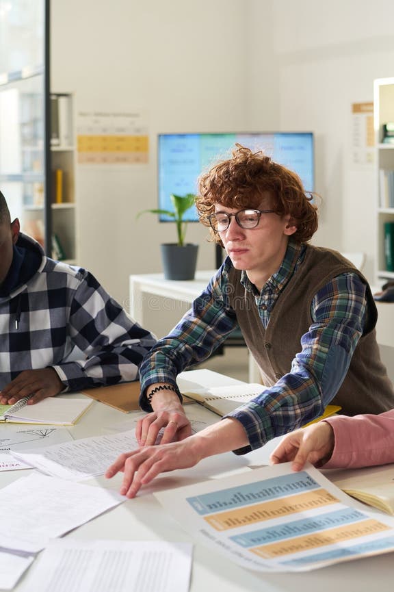 Collaborating and Studying Foreign Languages in Classroom Stock Photo ...