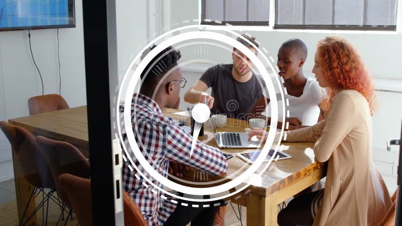 Collaborating at Table, Diverse Team Discussing Project with Clock ...