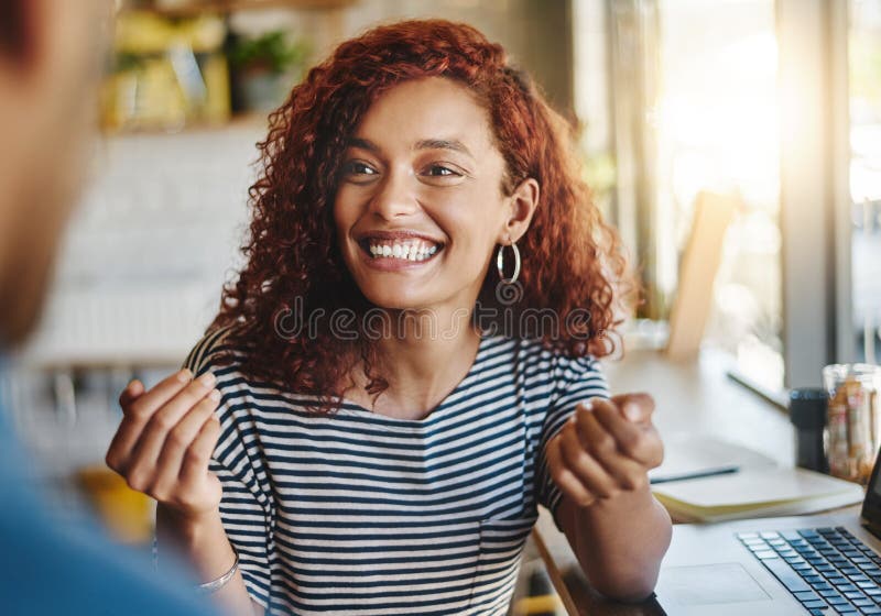 Collaborating at Their Local Cafe. Two People Having a Discussion in a ...