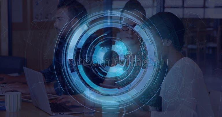 Collaborating Three Colleagues Working on Laptops in Office, with ...